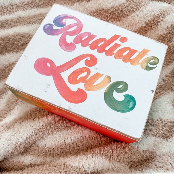 Primitives by Kathy | Other | Radiate Love Rainbow Wooden Block Sign ...